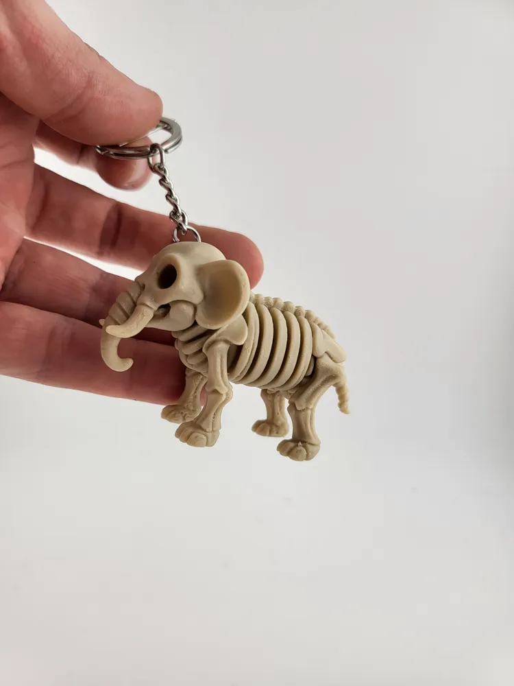 Skeleton Elephant Keychain Cute 3D Printed Animal - Free 3D Print Model - MakerWorld