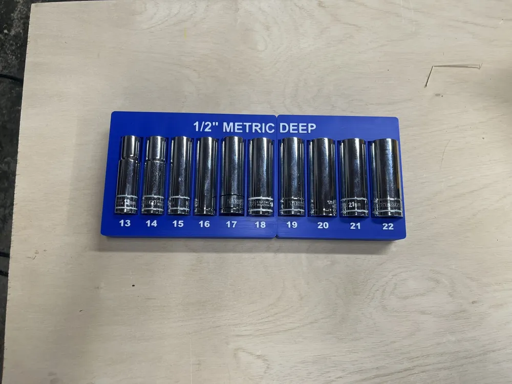 Gridfinity 1/2 metric deep socket set - Free 3D Print Model - MakerWorld