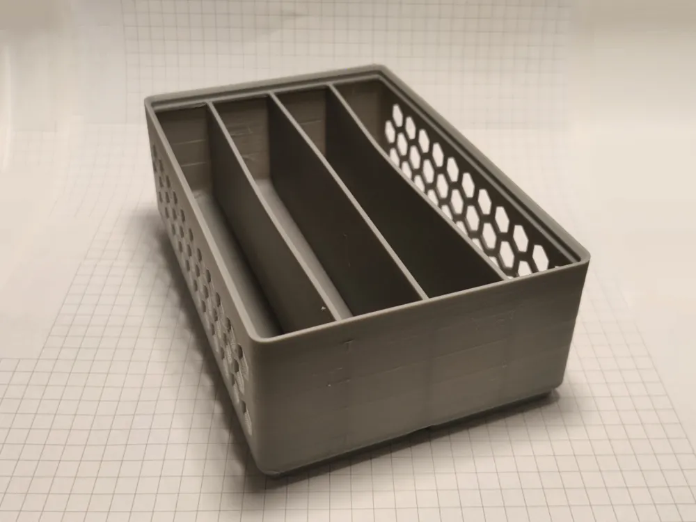 Gridfinity Bin 2x3 Hex Wall Pattern (Divided 1x4) Remixed by Levi Moore ...