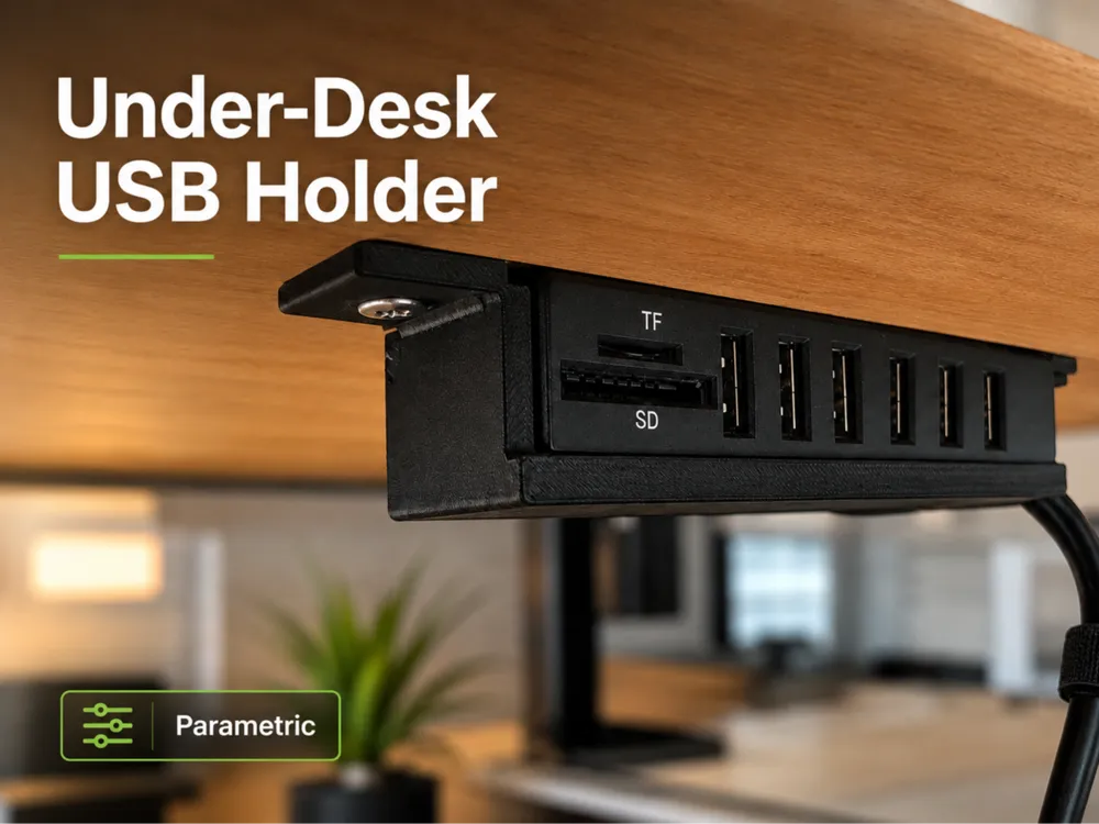 Parametrischer Untertisch-USB-Hub-Halter – Kostenloses 3D-Druckmodell ...