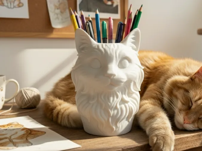 Ragdoll Cat Pencil Holder / Fluffy Desk Container - Free 3D Print Model ...