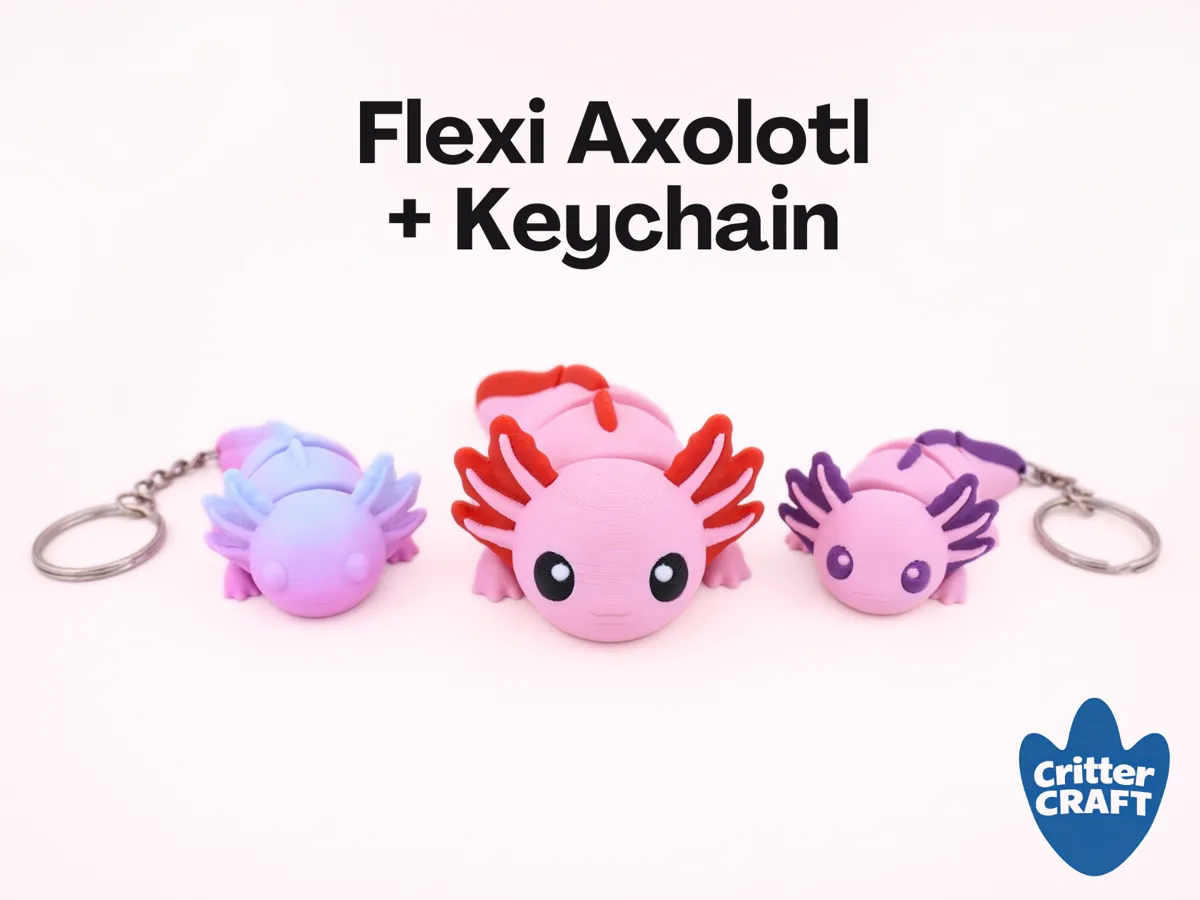 Flexi Axolotl - Print in Place, No Supports - Free 3D Print Model ...
