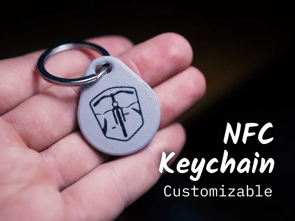 Customizable NFC Tag Keychain (Text + Logo) - Free 3D Print Model ...
