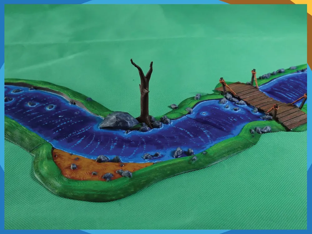 Modular River for Wargaming, Bend with Tree - Free 3D Print Model ...