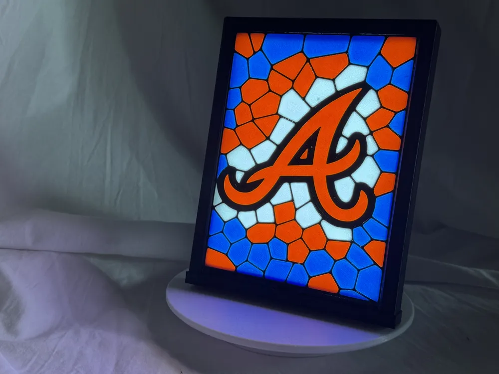 Atlanta Braves Stained Glass Light Box - Free 3D Print Model - MakerWorld