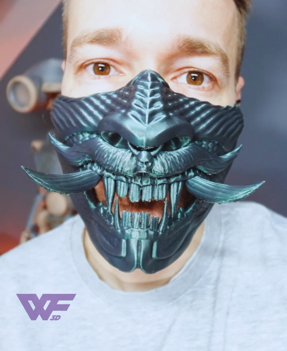 Moustache Oni Mask – 3D Printable Mask by WF3Dprinting - MakerWorld