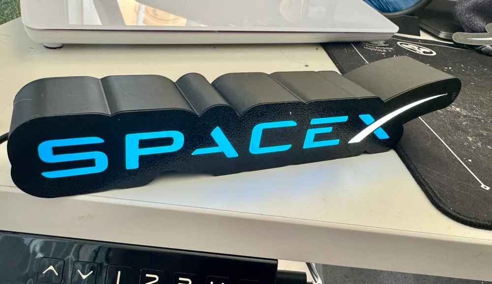 SpaceX Logo Mid-Sized Light Box - LED Light Strip Backlit by vidguide ...