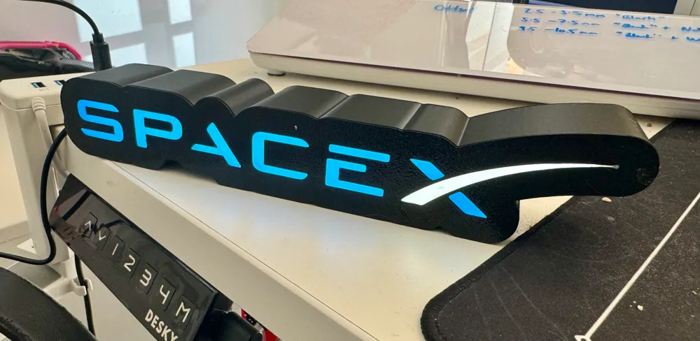 SpaceX Logo Mid-Sized Light Box - LED Light Strip Backlit by vidguide ...
