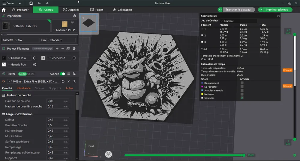 Pokemon Blastoise Hueforge Hex Hexagon by Seb3D MakerWorld: Download ...