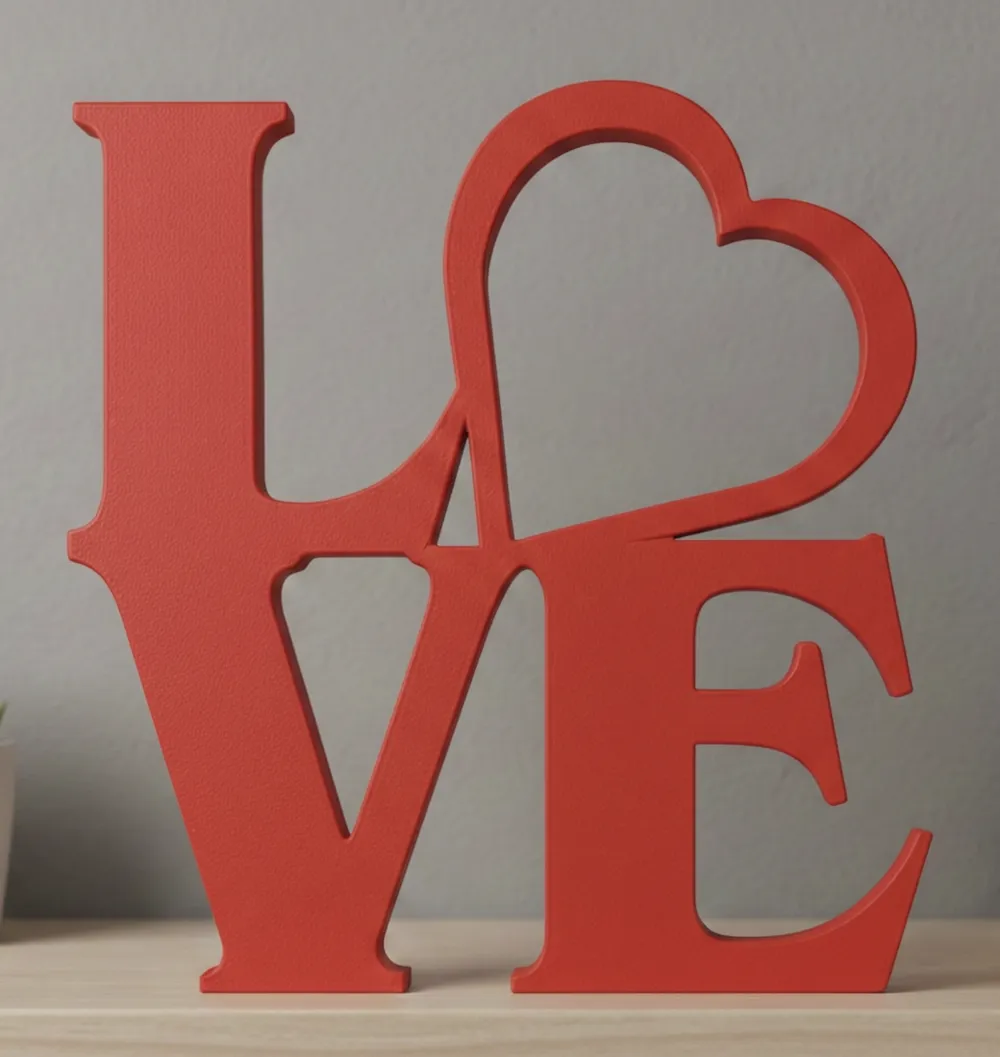 Classic LOVE Sign with Heart - Valentine's Decor - Free 3D Print Model ...