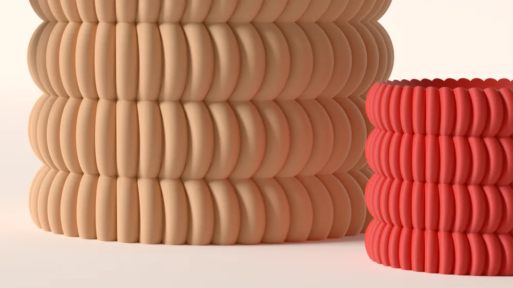 easy to print plant pot. Ribbed disk style planter by Abstractia Design ...