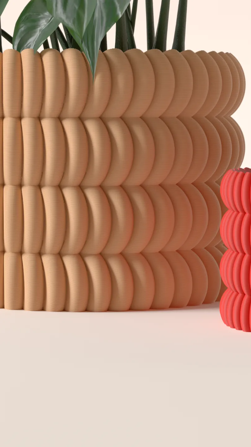 easy to print plant pot. Ribbed disk style planter by Abstractia Design ...