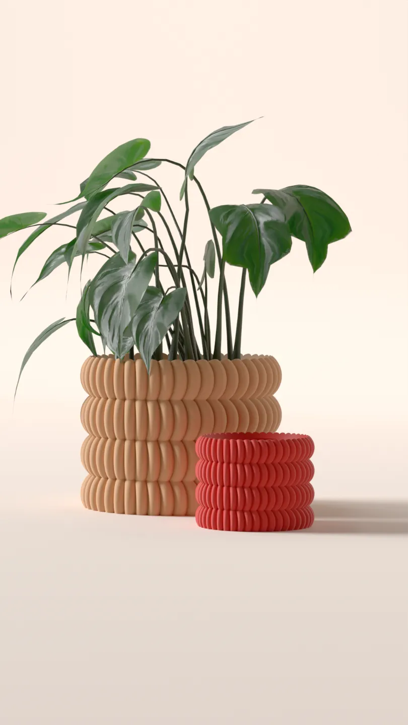 easy to print plant pot. Ribbed disk style planter by Abstractia Design ...