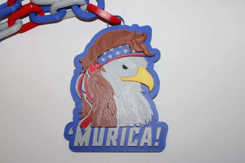 4TH OF JULY MURICA CHAIN PENDANT - Free 3D Print Model - MakerWorld