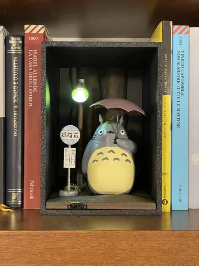 Totoro Bus stop Book Nook - Free 3D Print Model - MakerWorld