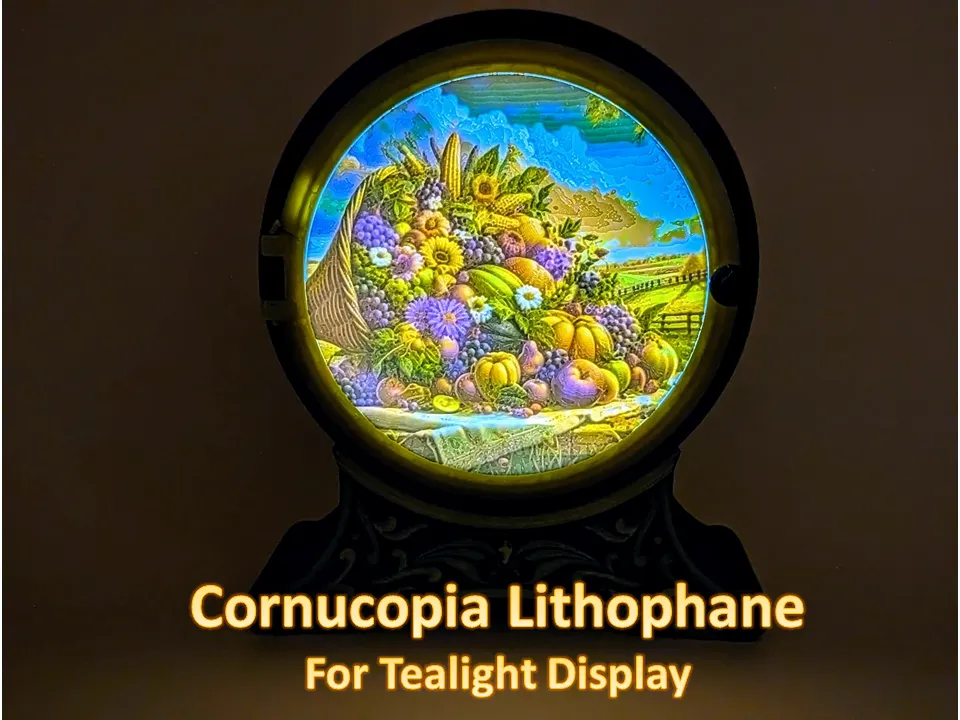 Cornucopia Lithophane For Tealight Display - Free 3D Print Model ...