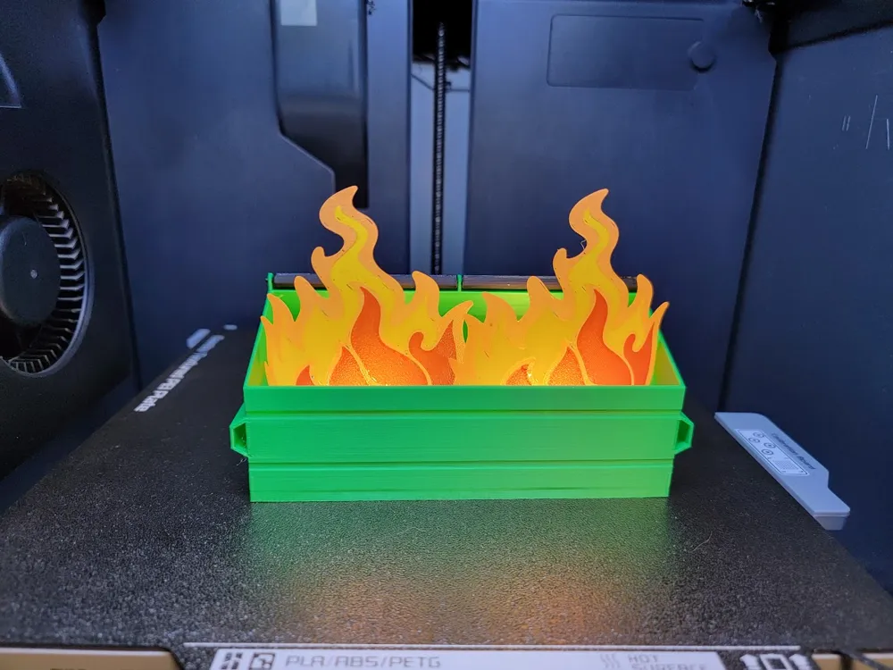 Flaming Dumpster for puck lights by angrysquirrel MakerWorld: Download ...