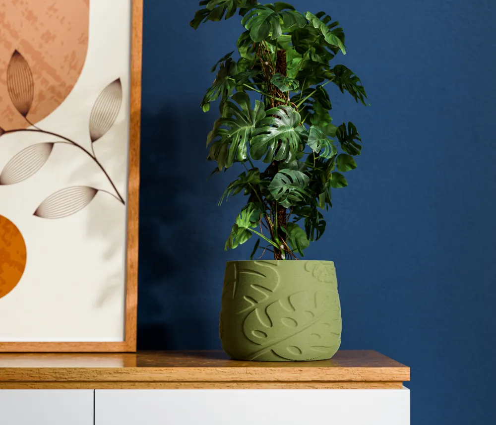 Indoor Plant Pot with Monstera Texture by Nordic Creativa MakerWorld ...