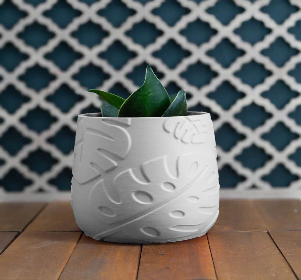 Indoor Plant Pot with Monstera Texture by Nordic Creativa MakerWorld ...