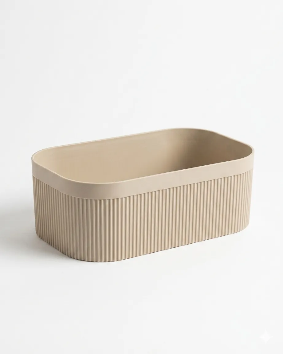 Ribbed Organizer Bin - Minimalist Style - Free 3D Print Model - MakerWorld