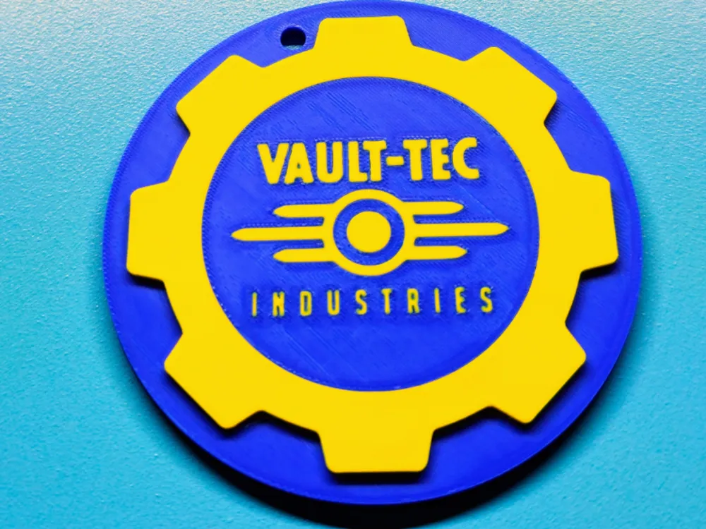 Fallout Vault-Tec Logo Keychain - Free 3D Print Model - MakerWorld