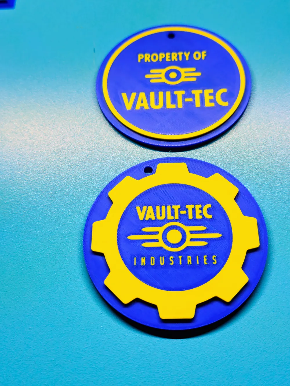Fallout Vault-Tec Logo Keychain - Free 3D Print Model - MakerWorld