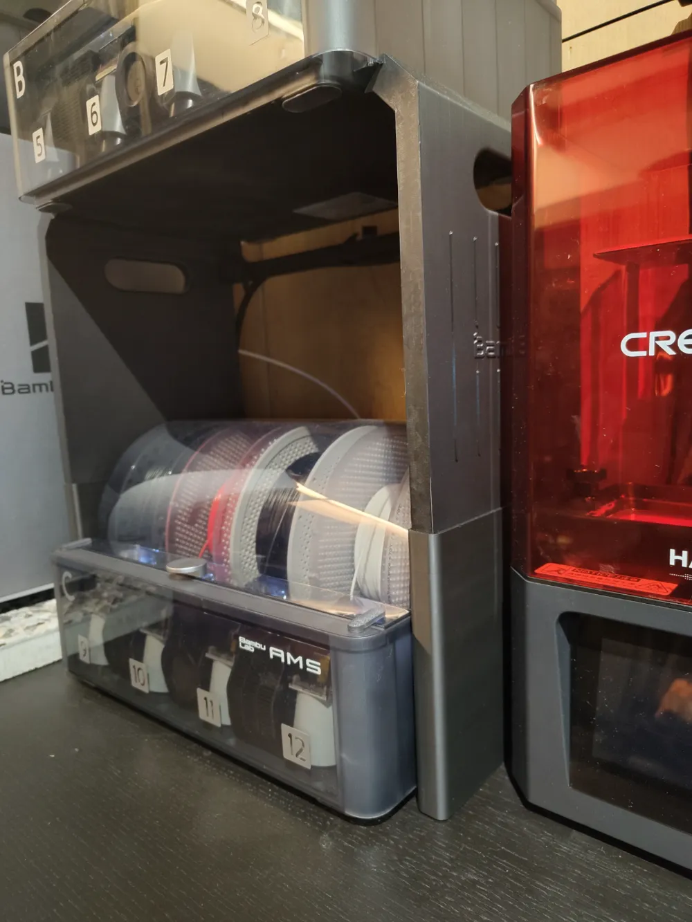 Bambu AMS Stacking Stand + Leg Extensions Riser by Exotech - MakerWorld