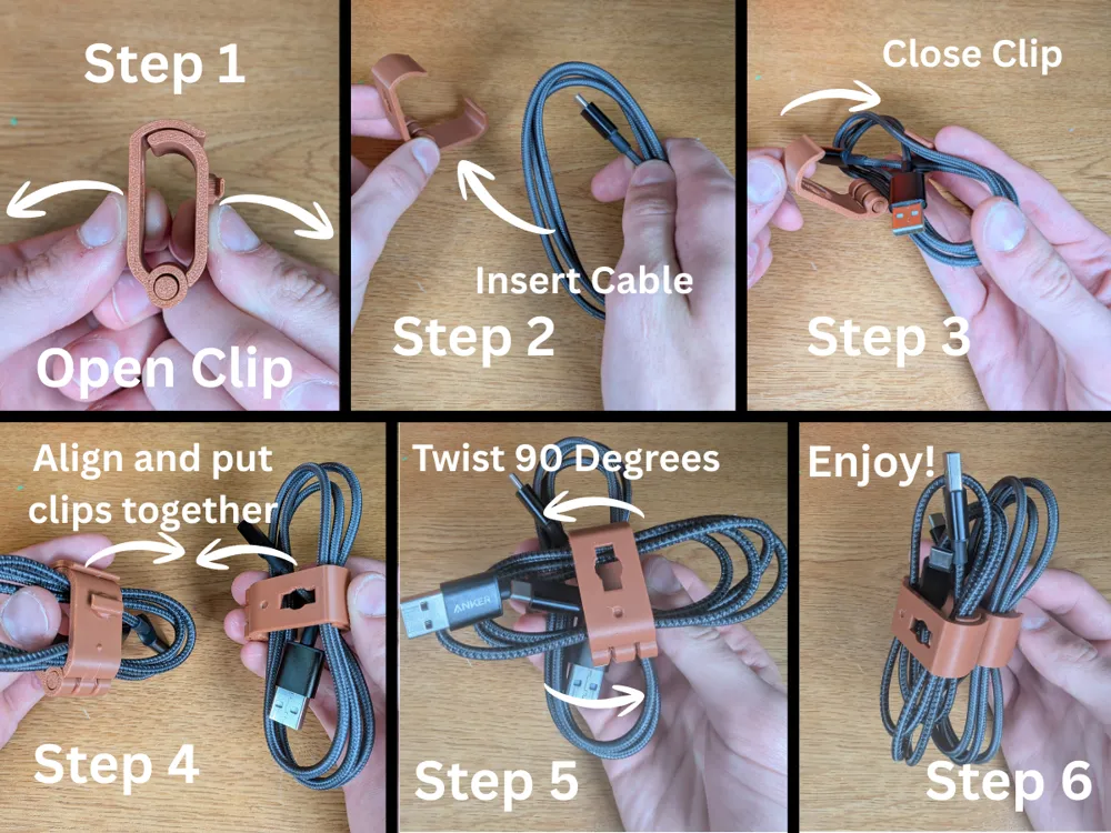 Modular Stacking Cord Wrap, Clamp, Clip Organizer - Free 3D Print Model ...