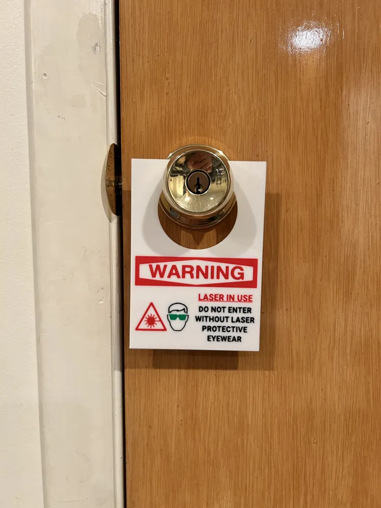 Laser Room Safety Door Tag - Free 3D Print Model - MakerWorld