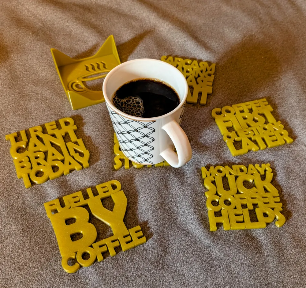 Coffee Coasters – Set with Storage Box by MadeByMuba - MakerWorld