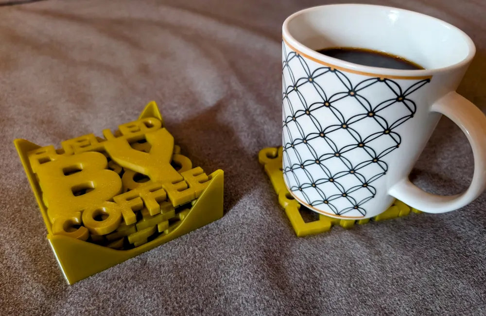 Coffee Coasters – Set with Storage Box by MadeByMuba MakerWorld: Download Free 3D Models