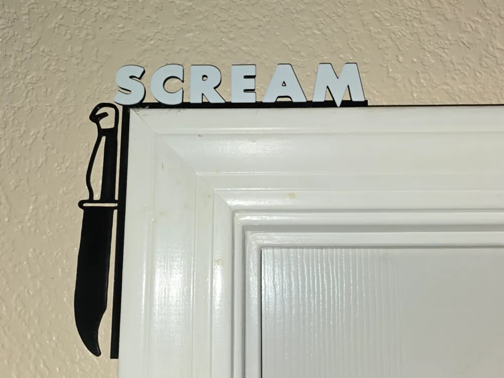 Scream Logo/Knife Door Frame Corner Art by PLAYERFORGE - MakerWorld