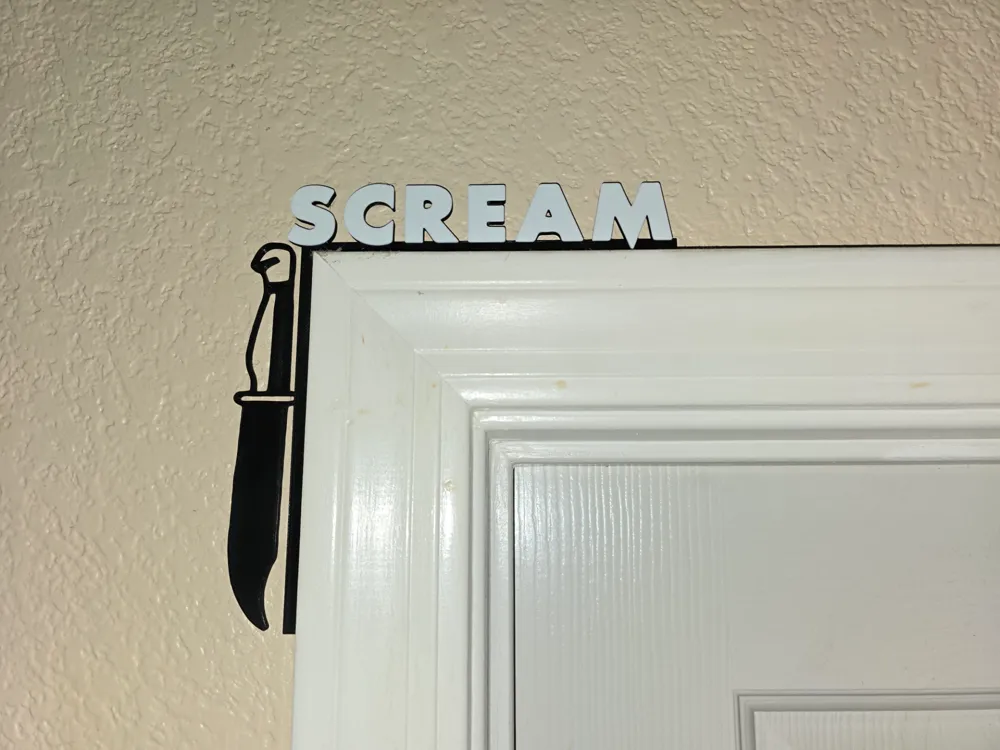 Scream Logo/Knife Door Frame Corner Art by PLAYERFORGE - MakerWorld