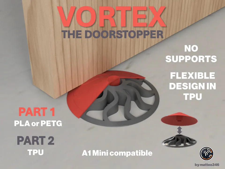 DOOR STOPPER - VORTEX by matteo346 MakerWorld: Download Free 3D Models