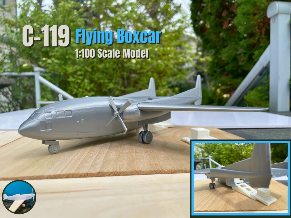 C-119 Flying Boxcar 1:100 by Airplanes3D MakerWorld: Download Free 3D Models