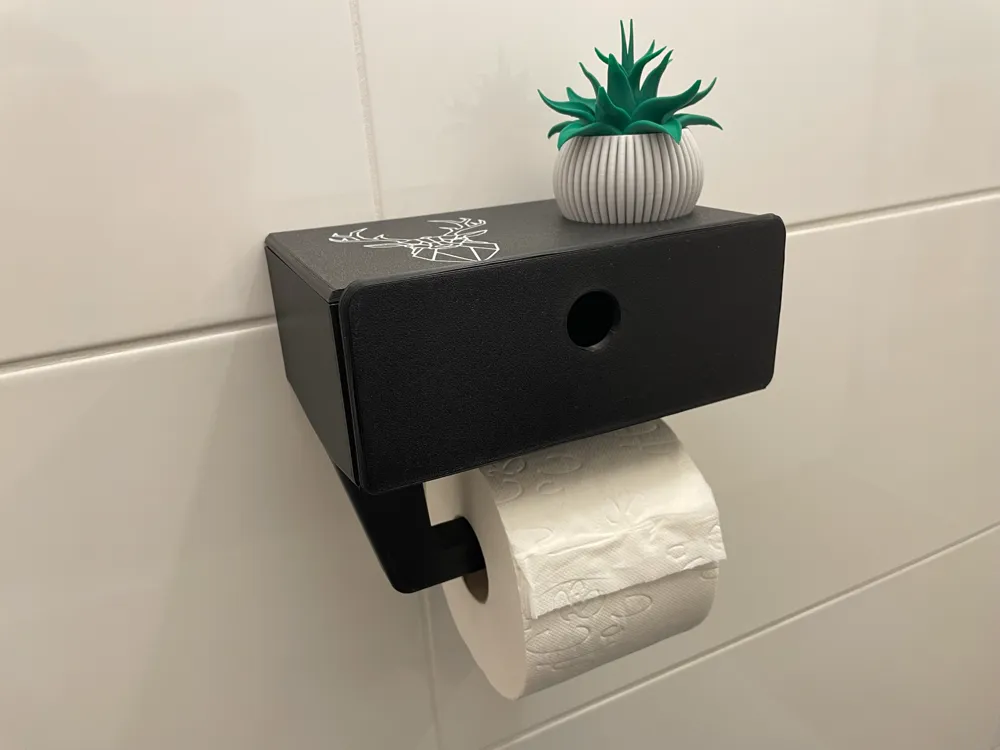 Modern Toilet Paper Holder with Deer Decor - Free 3D Print Model ...