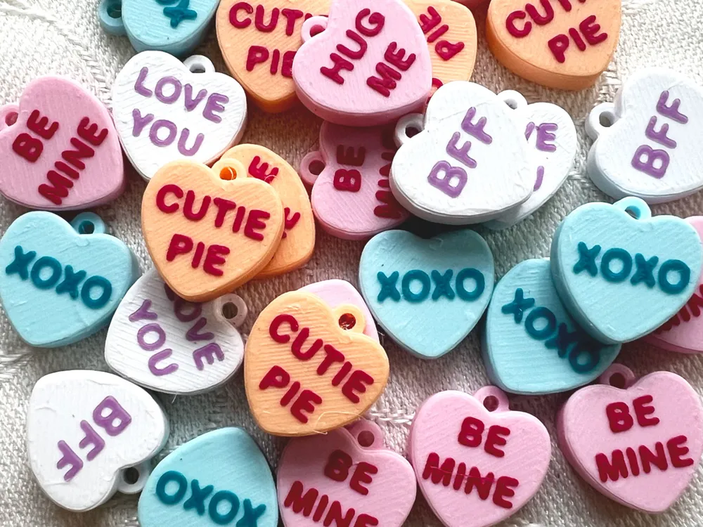 Conversation Heart Charms - 6 Different Messages - Free 3D Print Model ...