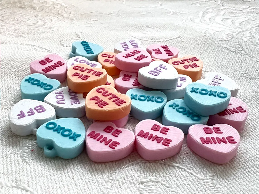 Valentines Conversation Candy Heart Charms 2 Sizes - Free 3D Print ...