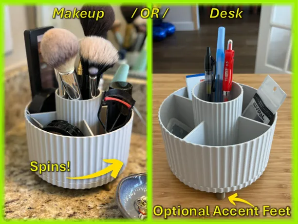 Desk or Bathroom Makeup Countertop Organizer - Free 3D Print Model ...