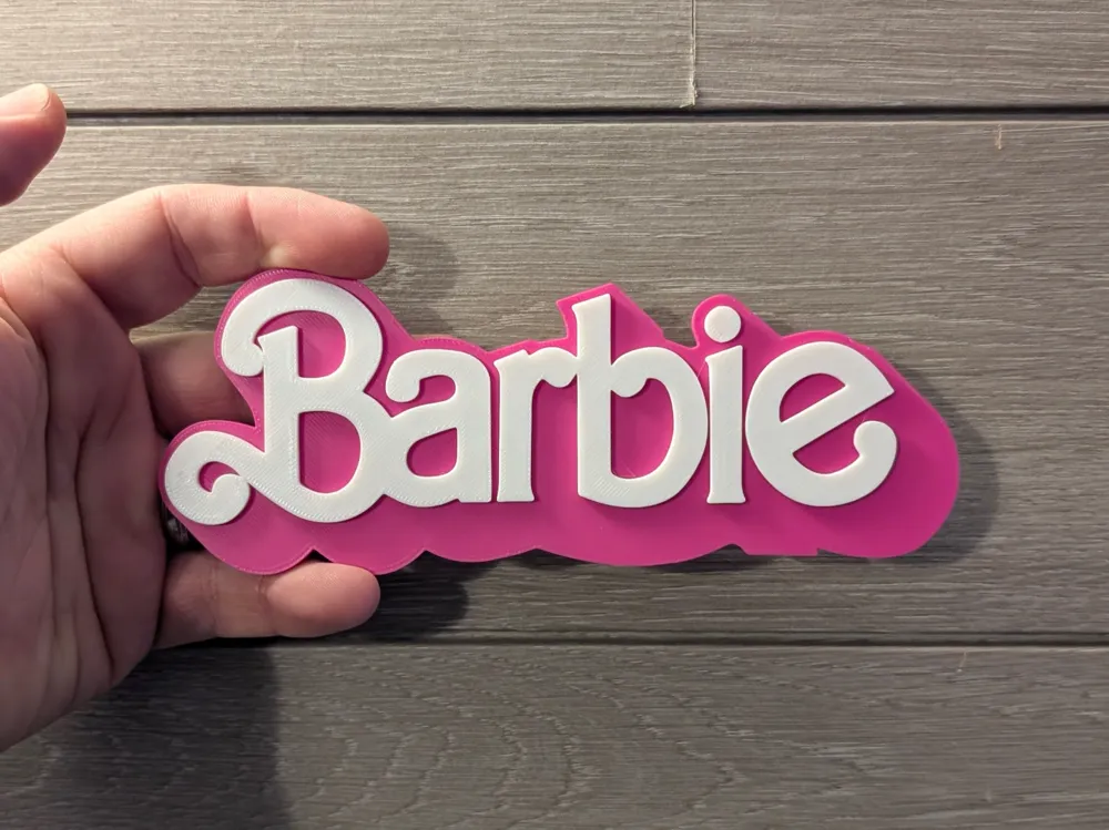 Barbie Movie logo hanging sign plaque - Free 3D Print Model - MakerWorld