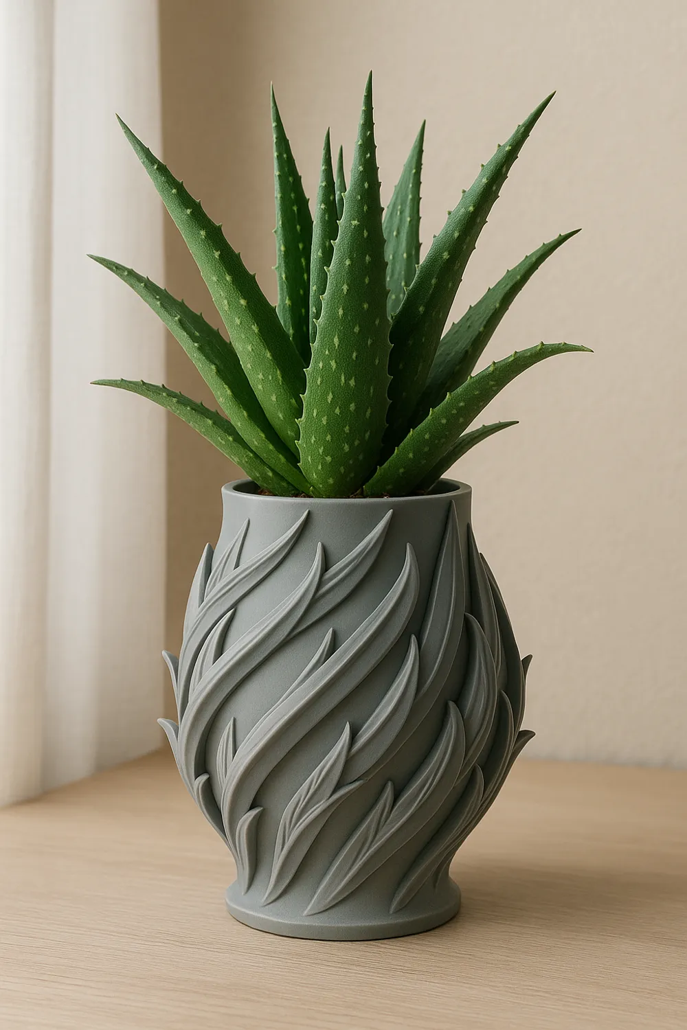 Maceta con diseño de hojas retorcidas | Maceta decorativa impresa en 3D ...