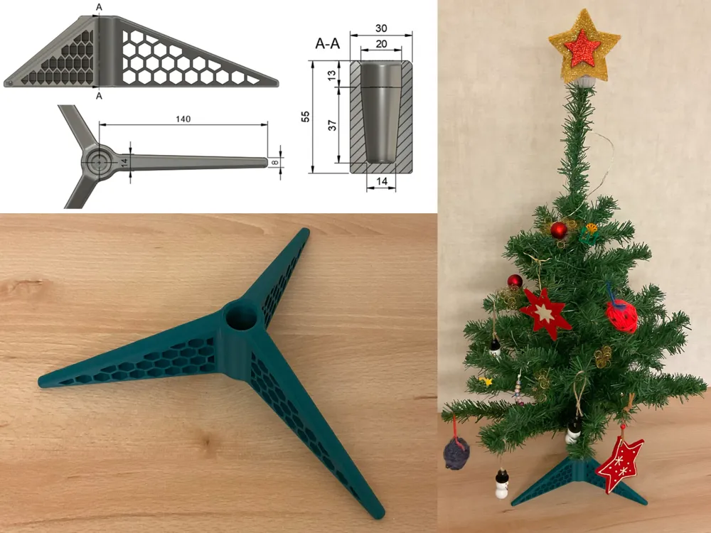 Christmas Tree Stand (printed in one piece) - Free 3D Print Model ...