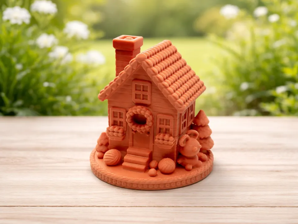 Forest Hut with Wreath – Gnome Home - Free 3D Print Model - MakerWorld