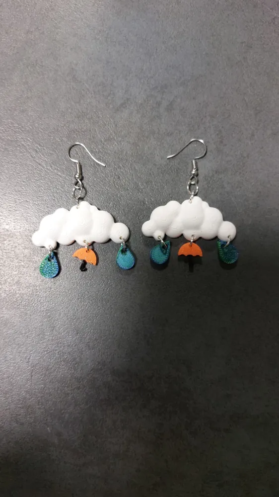Rain Cloud Earrings - Free 3D Print Model - MakerWorld