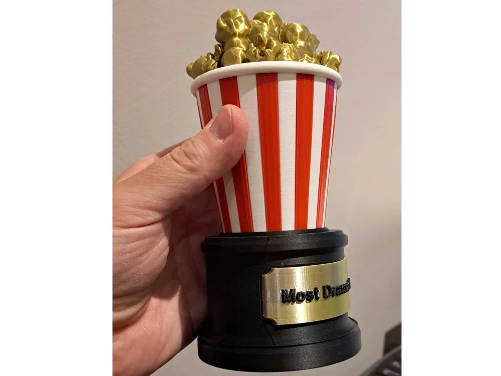 Customizable Popcorn Bucket Trophy (No AMS) - Free 3D Print Model ...