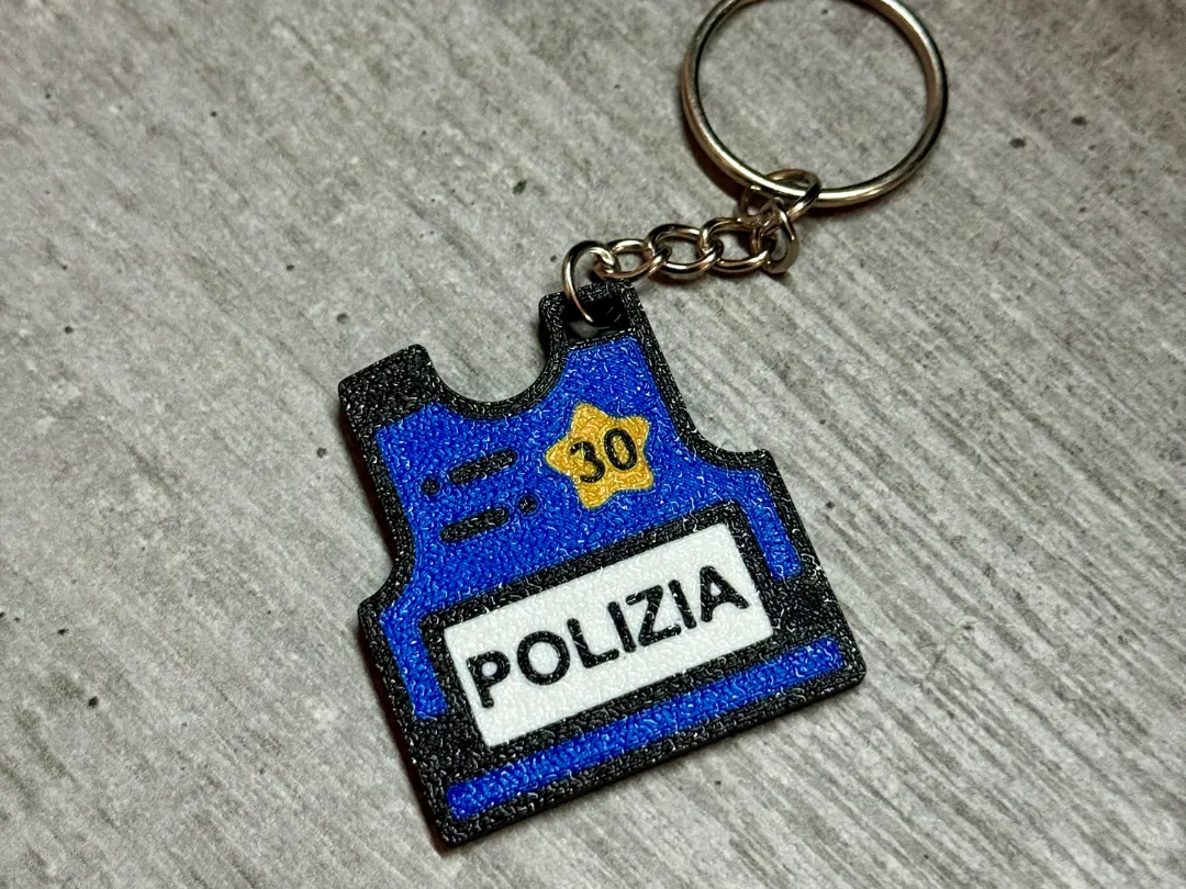 3D Printed Police Keychain - 30th Birthday Edition - Free 3D Print ...