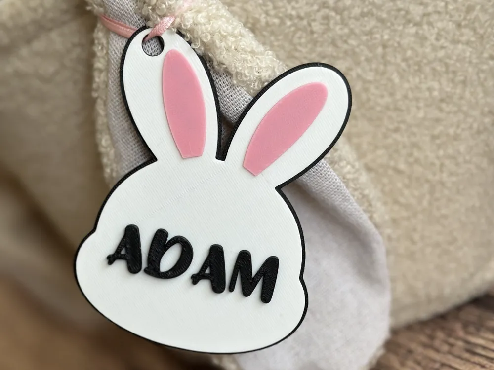 Eater Bunny tag personalizable with name - Free 3D Print Model - MakerWorld