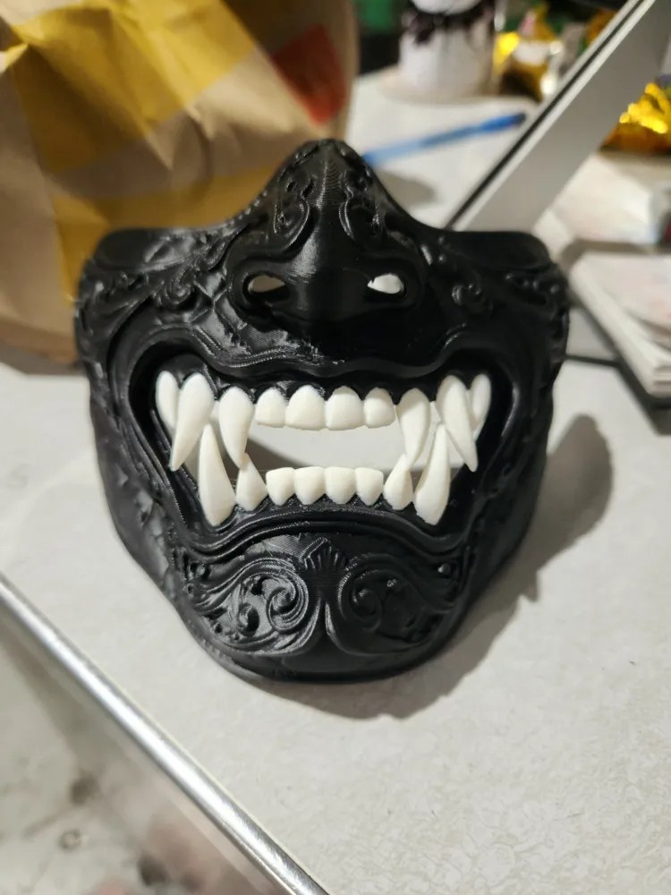 Oni Half Mask - Free 3D Print Model - MakerWorld