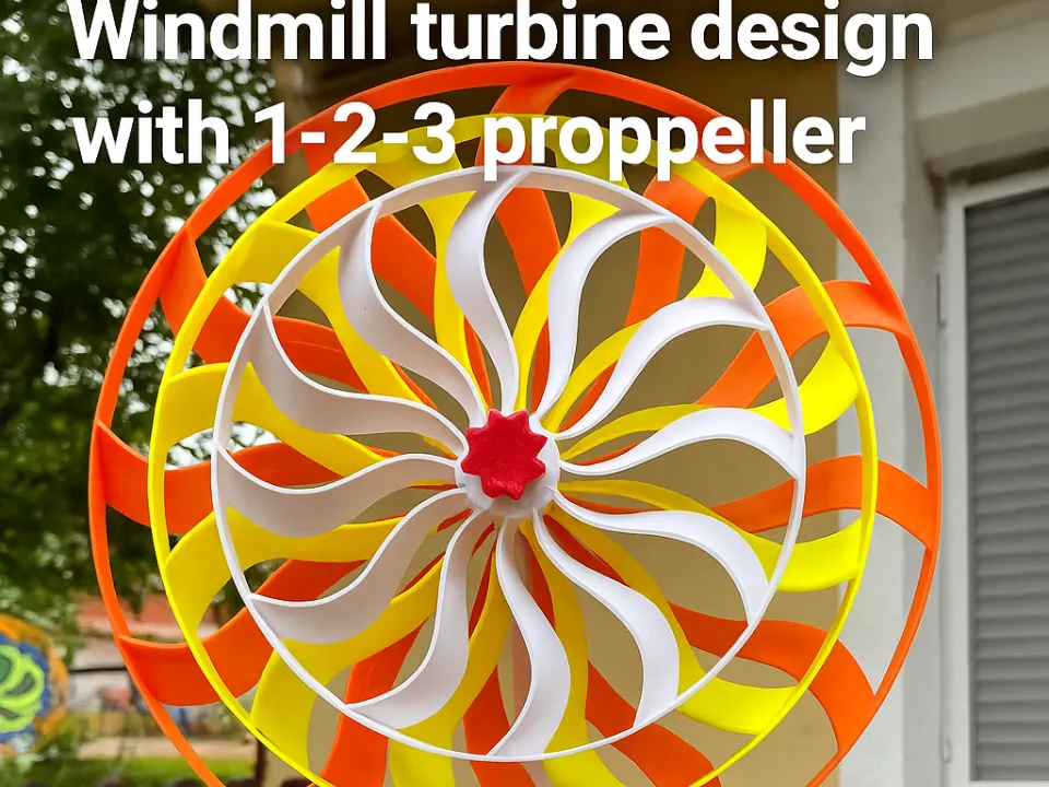 Windmill turbine design with 1-2-3 by szili83 MakerWorld: Download Free 3D Models