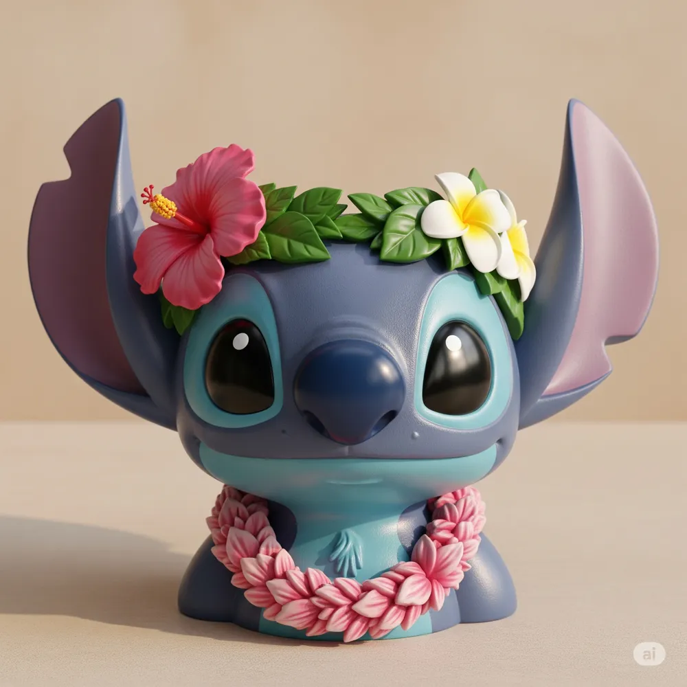 Disney - Stitch Hawaiian planter pot single color - Free 3D Print Model ...